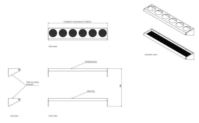 R.8301 Wall Mounted Umbrella Rack | Cloakroom Solutions